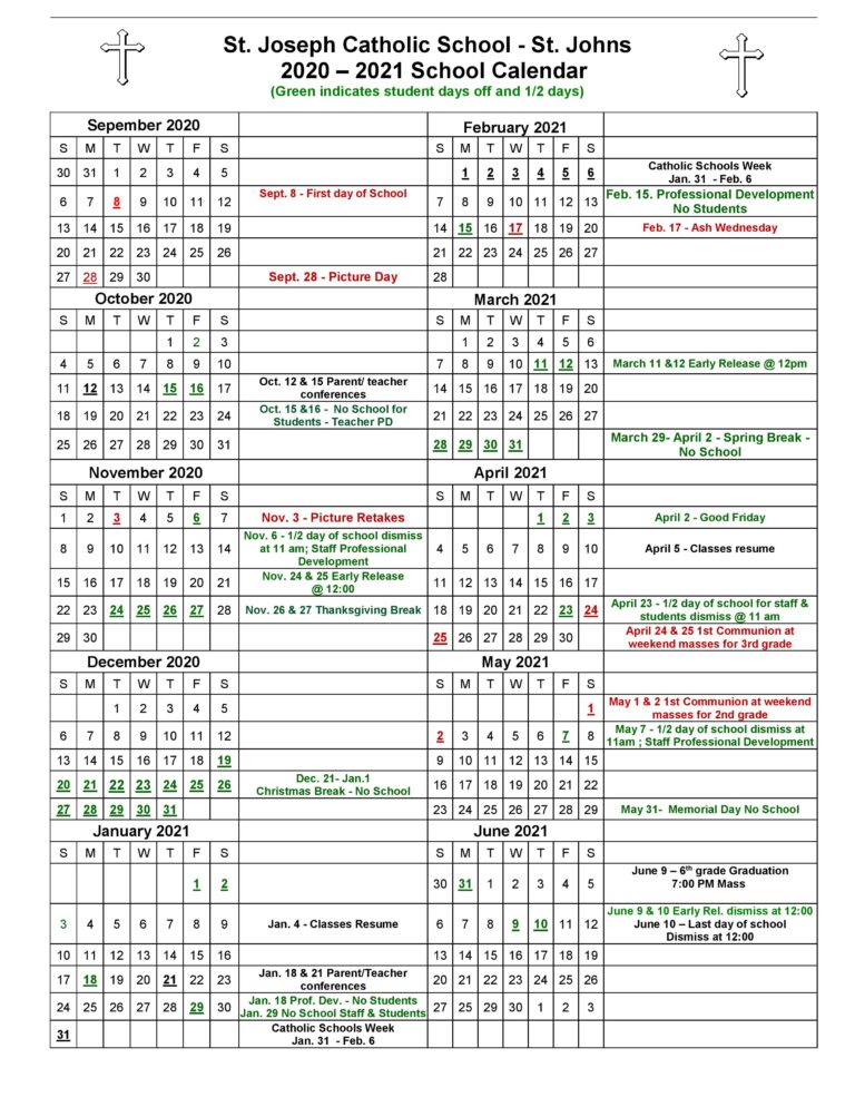 Calendar - St. Joseph Catholic School