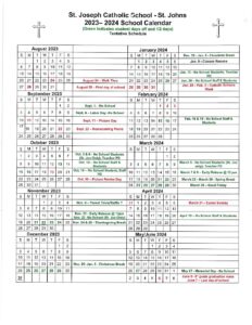 school calendar 2023-24 - St. Joseph Catholic School